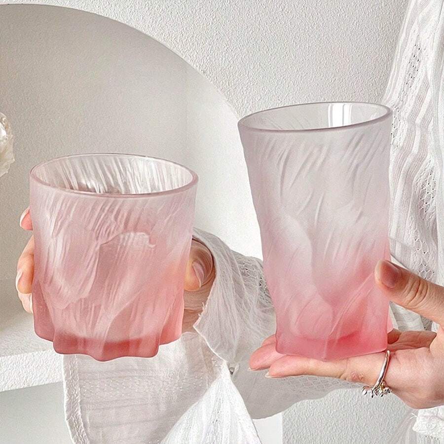 2024 New Pink Glass Cup, High-End Creative Irregular Shape Drinking ...