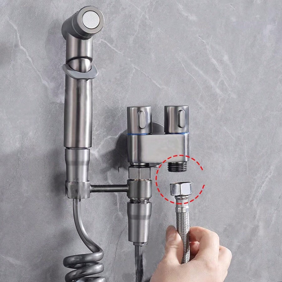 Space-Saving Gray Color Toilet Bidet Sprayer Cleaning Kit, Bathroom H ...