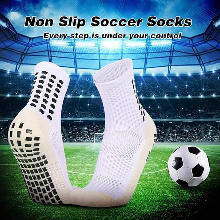6 Pack Men's Soccer Socks Anti Slip Non-Slip Grip Pads For Football ...