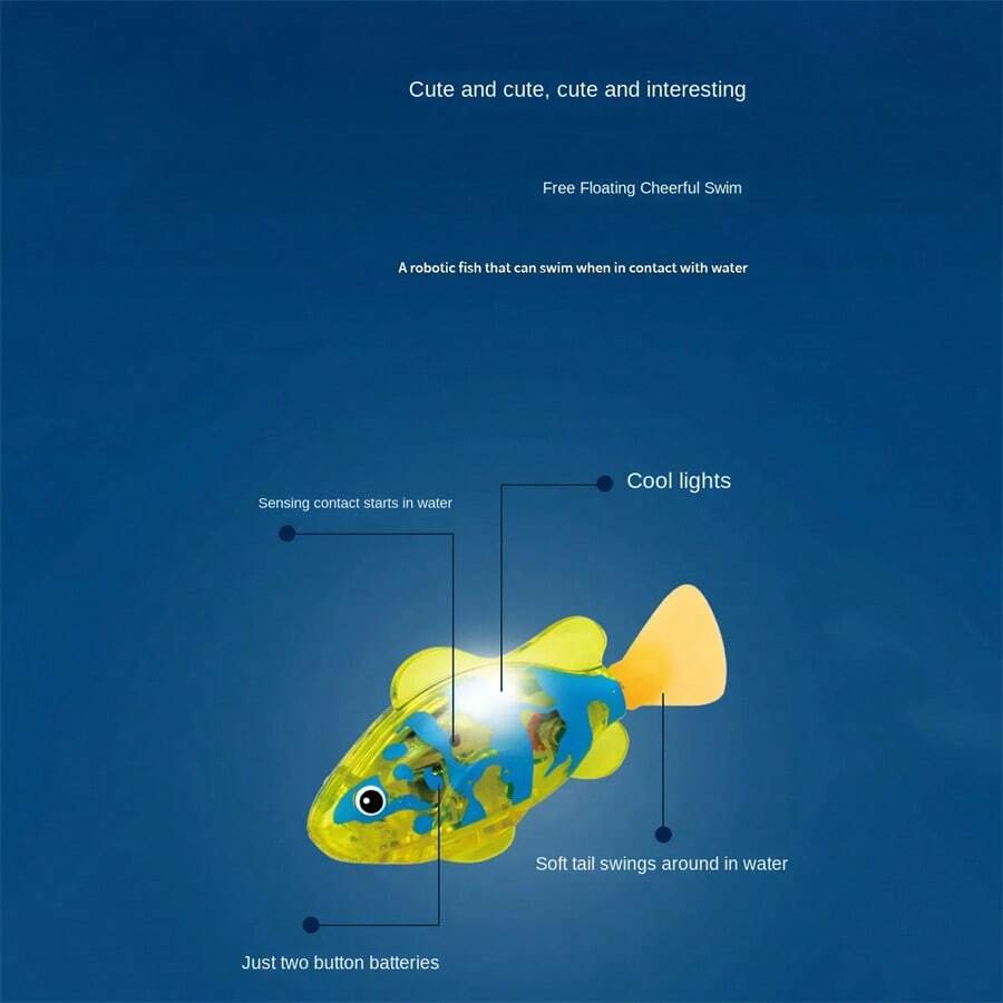 Brinquedo de Gato Interativo Peixe Robô com Luz LED, Peixe Elétrico Ativado pela Água Nadando ...