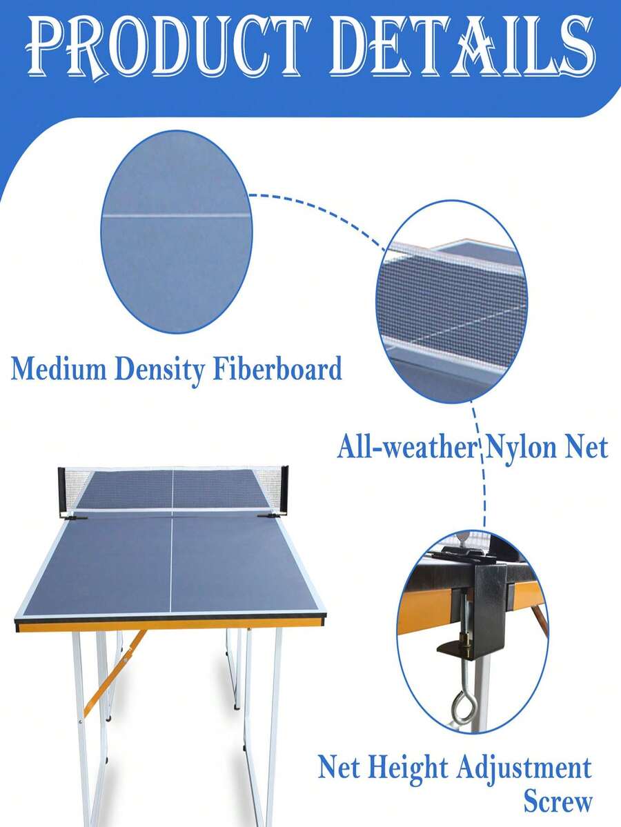6-Foot Folding Portable Set Of Medium-Sized Table Tennis Tables For ...