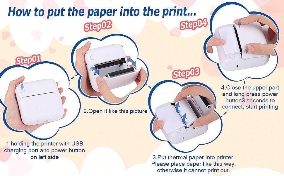 Inktloze miniprinter voor draadloze mini-thermische printer met 5 ...