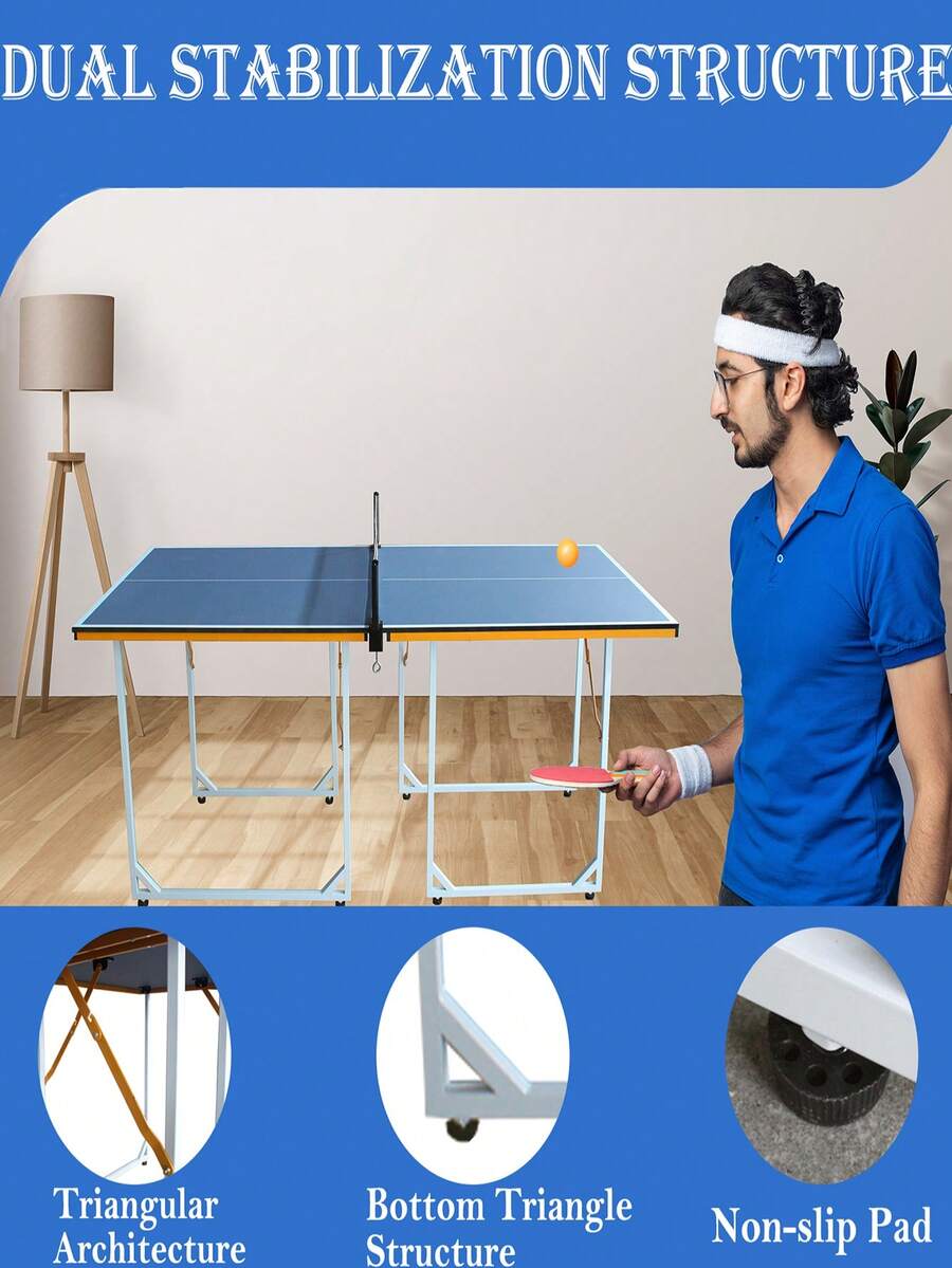 6-Foot Folding Portable Set Of Medium-Sized Table Tennis Tables For ...