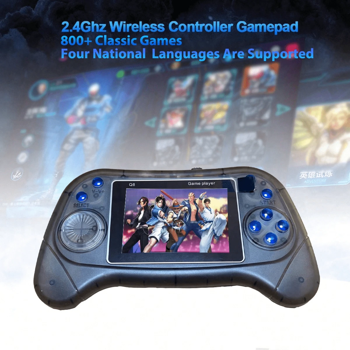 Consola de juegos portátil y retro transparente - 800 juegos - Consola de videojuegos Q8 ...