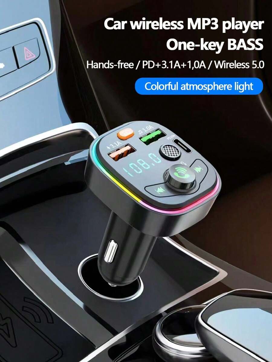 1pc Q6 Car FM Transmitter Wireless Handsfree MP3 Player With Atmosphere ...