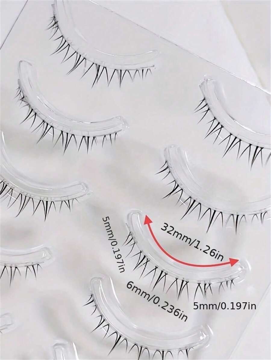 5 Pairs Thin Under False Eyelashes With Transparent Stem Cluster Lower ...