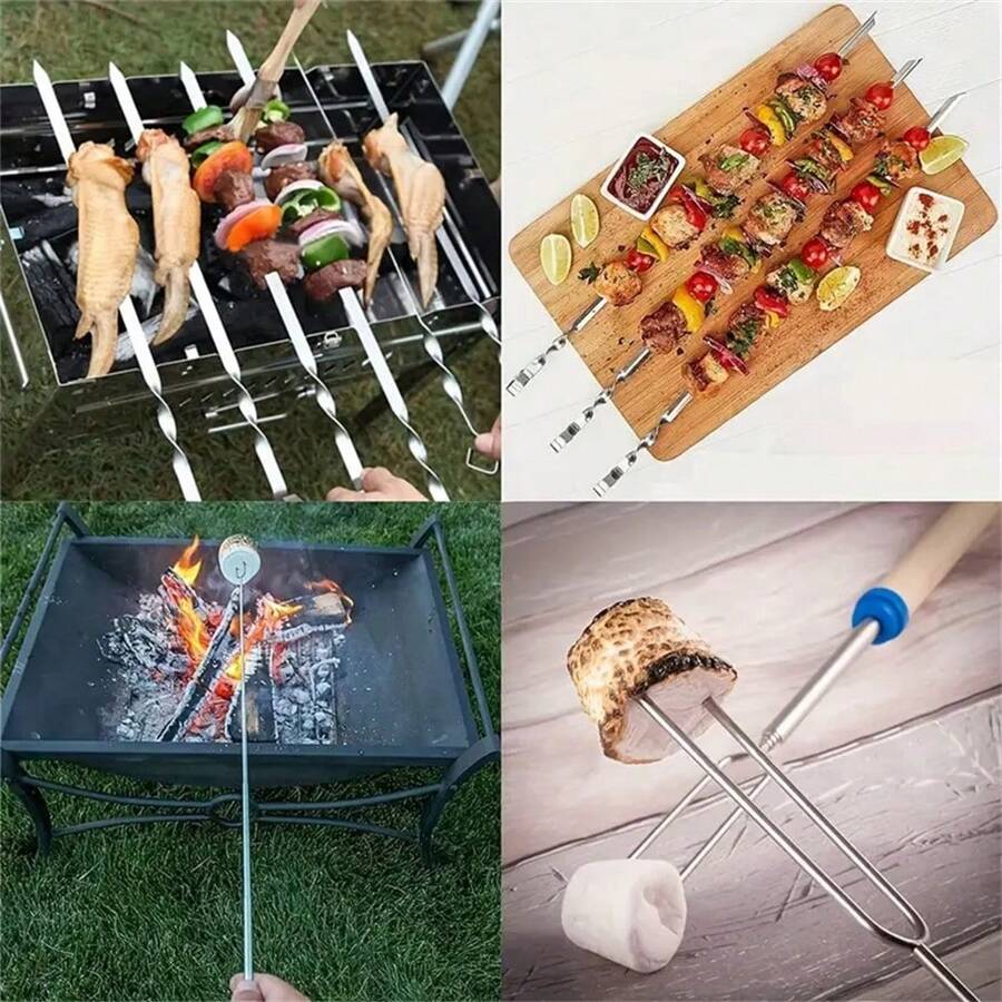 32-Inch Extendable Metal Marshmallow Roasting Sticks, For Campfire, BBQ ...