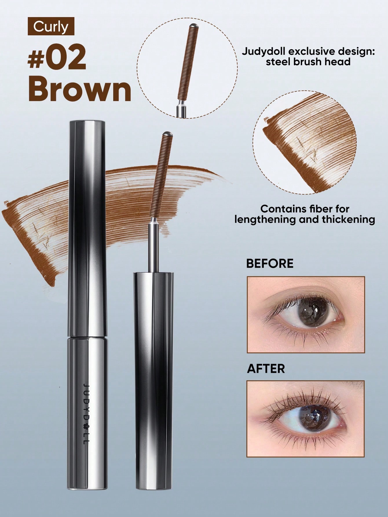 JUDYDOLL Máscara de hierro 3g/5ml Máscara impermeable volumizadora y ...