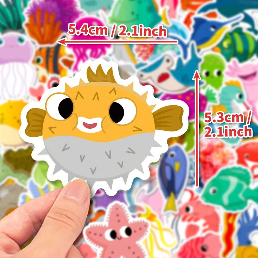50pcs Ocean Stickers Bulk, Underwater World Series Cartoon Design ...