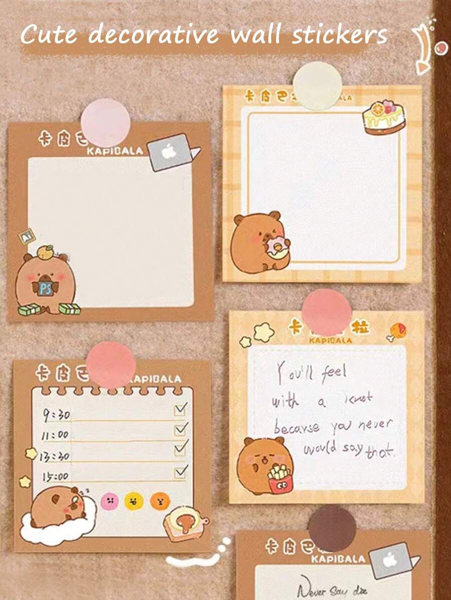 Bloc de notas adhesivas de Capibara, bloc de notas no adhesivo lindo ...