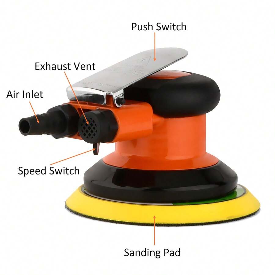 6" Pneumatic Air Random Orbital Sander For Wood Working, Heavy Duty ...