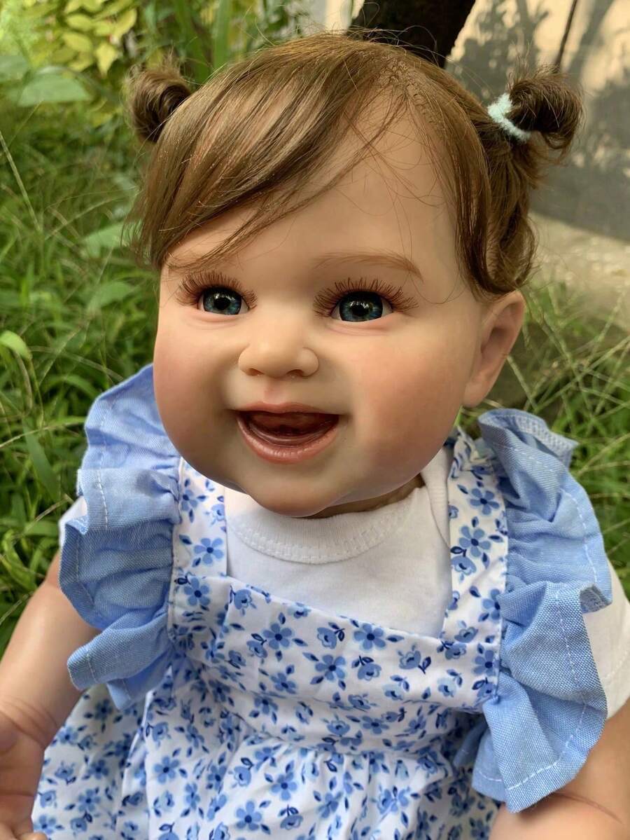 Realistic 55 CM 22 Inch Soft Silicone Reborn Smiling Doll With 3D ...