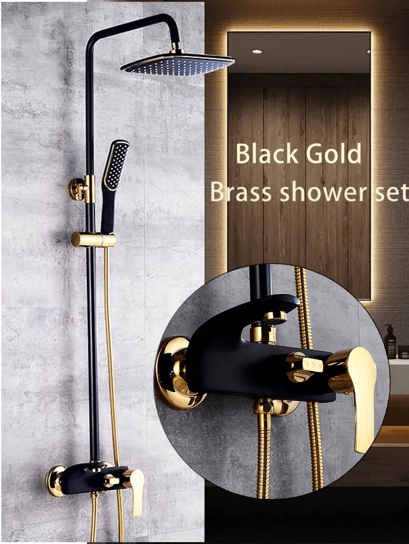 1 set de système de douche en laiton avec tête de douche de pluie en ...