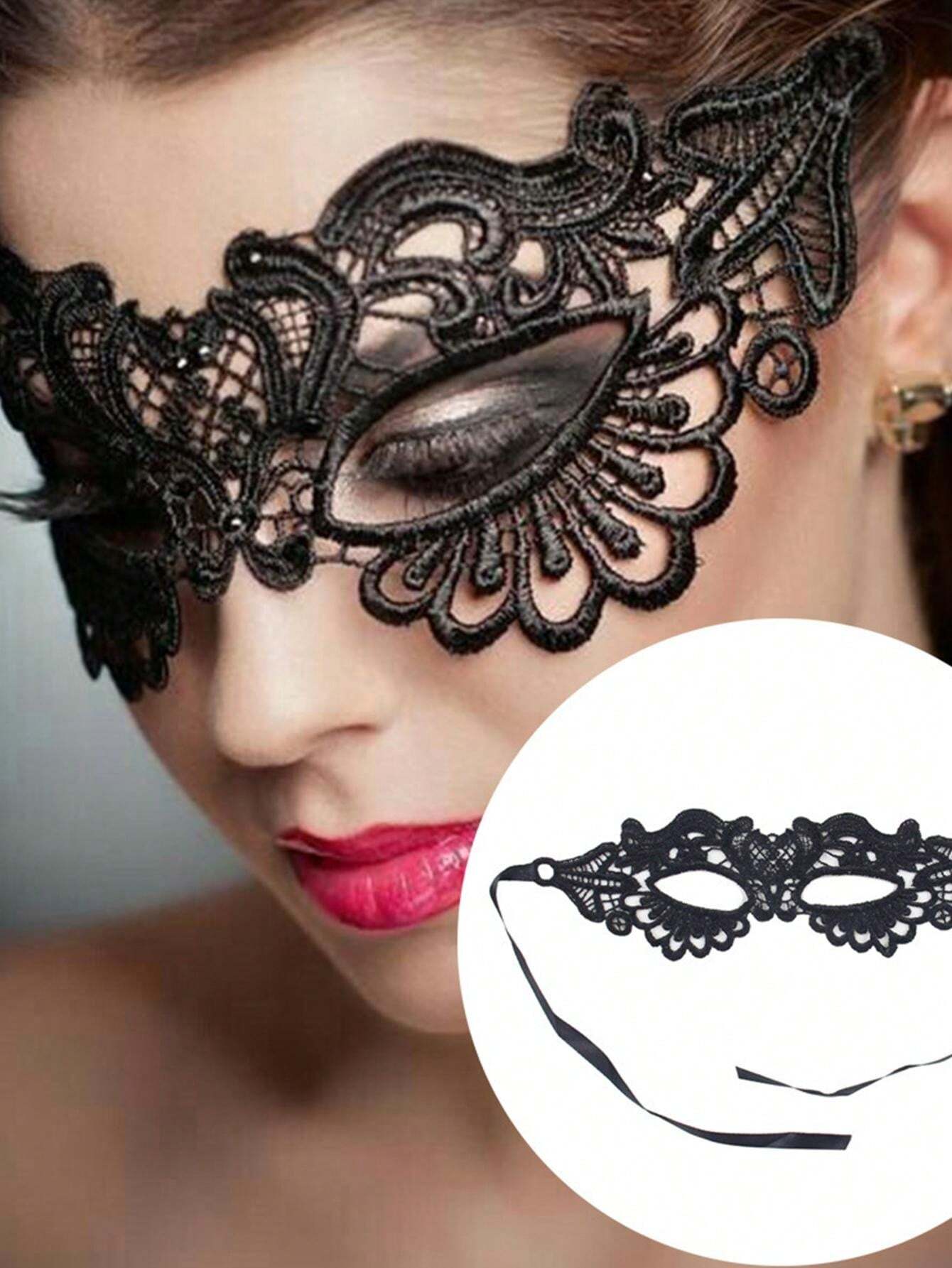 1pc Women's Sexy Accessories Lace Mask Half Face Hollow Mask Halloween ...