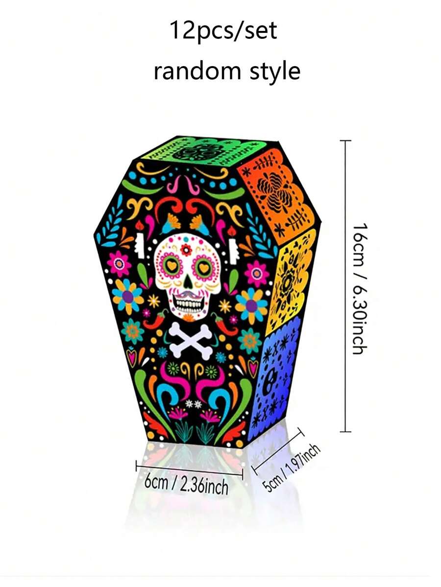 12 Random Style Halloween Candy Skull Themed Party Gift Boxes For The ...