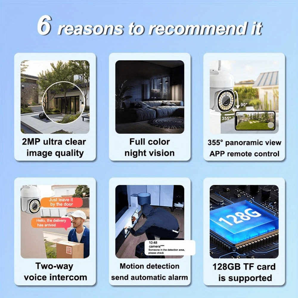 Teruhal 1 szt. 1080P bezprzewodowa kamera bezpieczeństwa, 2,4 GHz WiFi ...