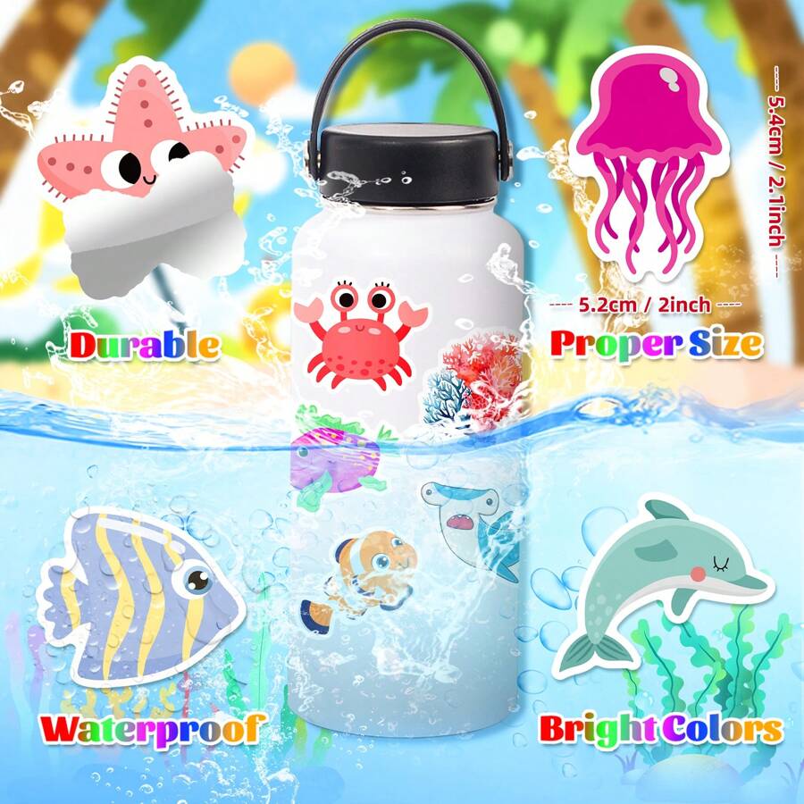 50pcs Ocean Stickers Bulk, Underwater World Series Cartoon Design ...