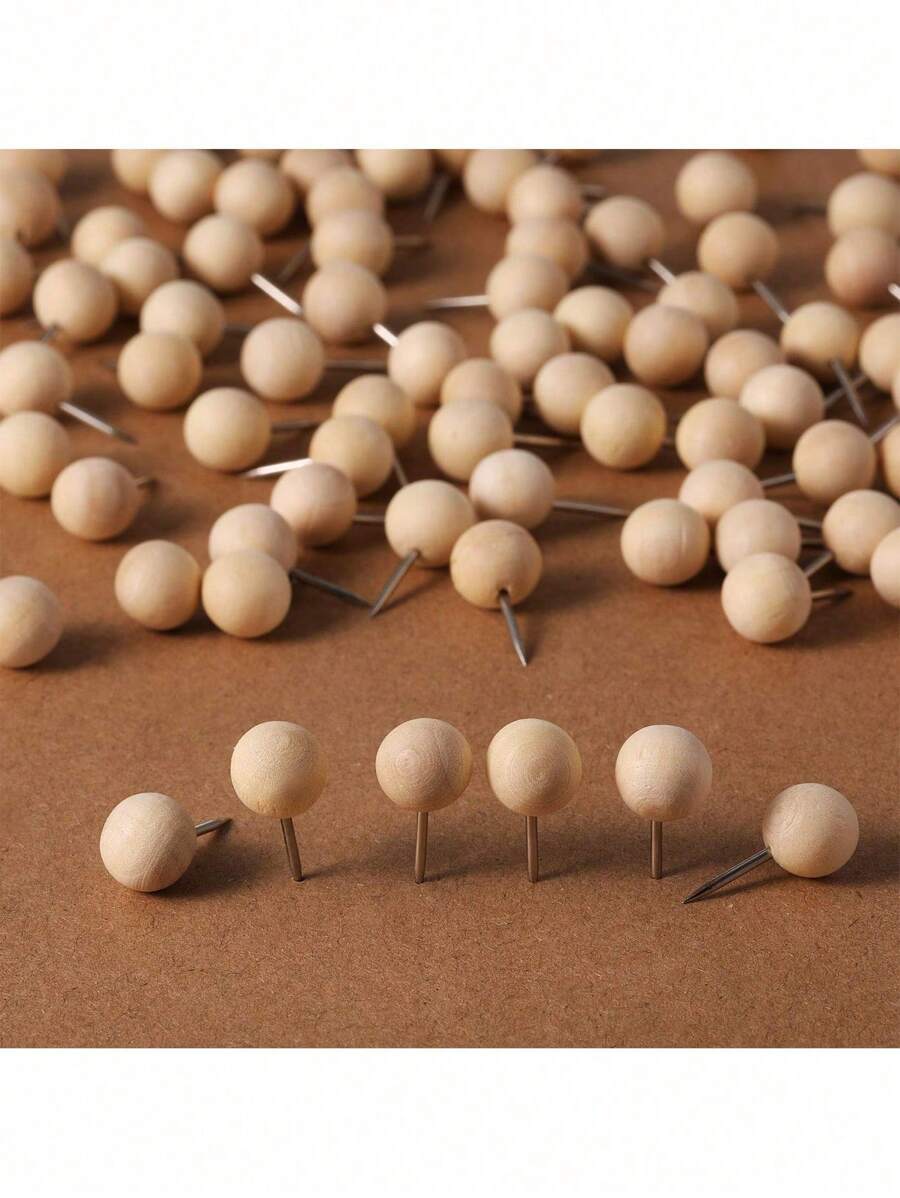 50 Pcs Round Wooden Thumbtack, For DIY Creative Decorative Drawing Cork ...