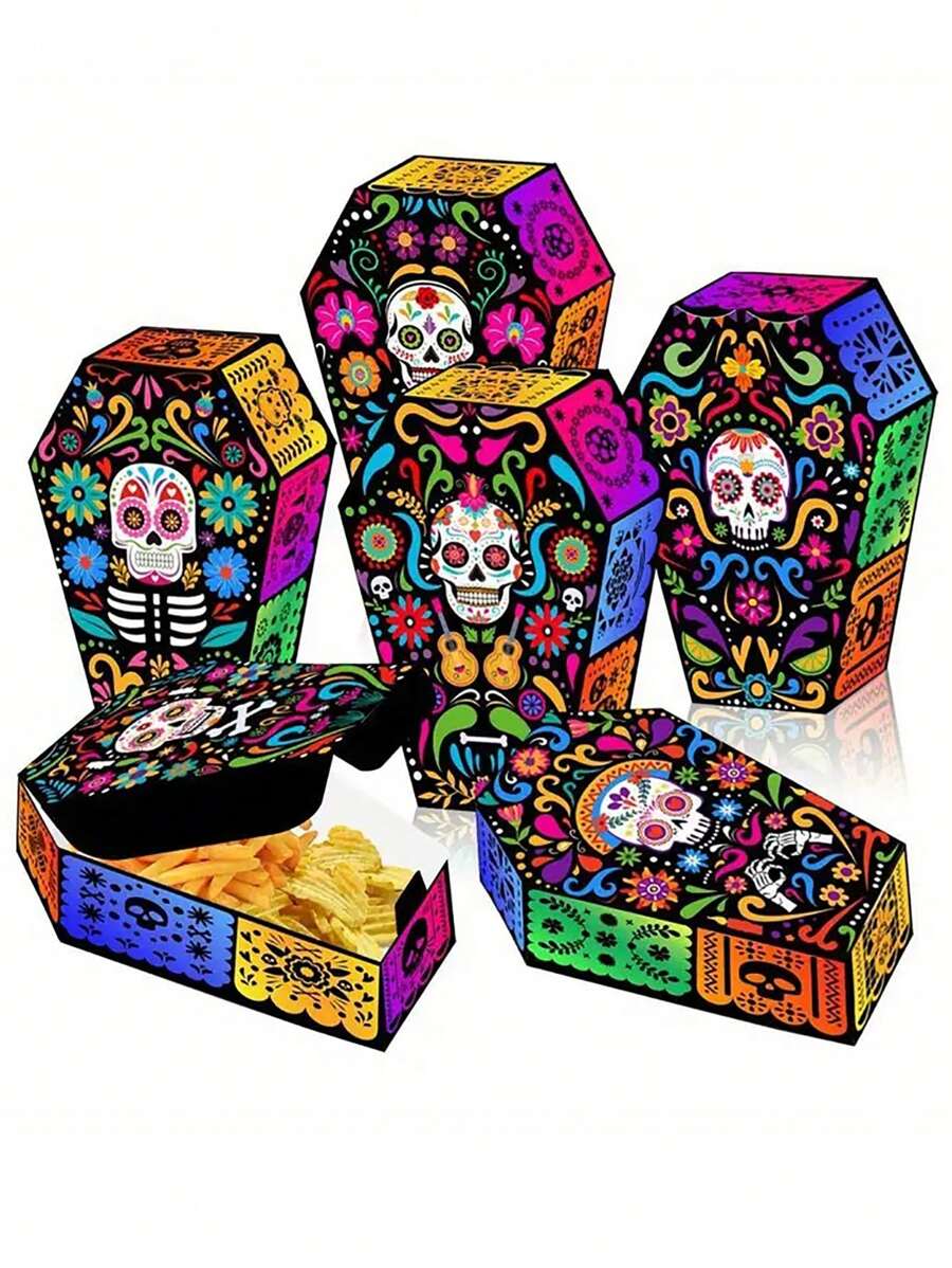 12 Random Style Halloween Candy Skull Themed Party Gift Boxes For The ...