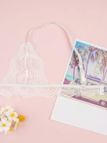 MLeyhoice 1pc White Lace Soft Lining Underwire Bra, Lingerie | SHEIN USA