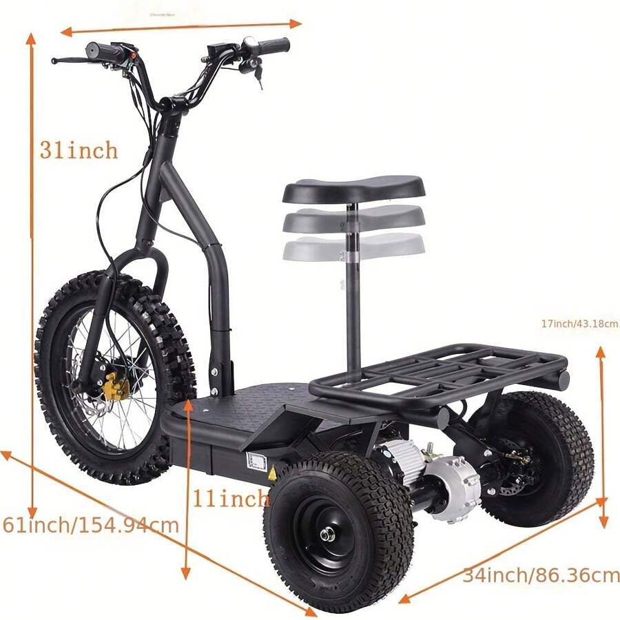 Brushless Electric Trike, 3 Wheels Electric Powered Trike 3-Wheel ...