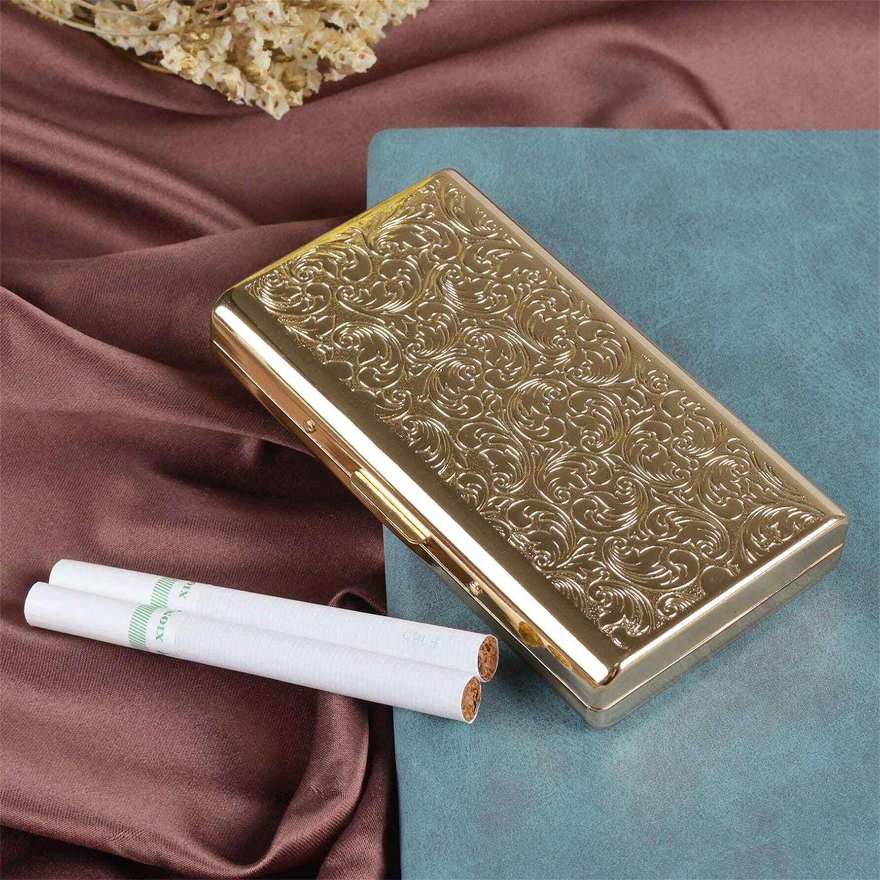 レトロ調 金属製たばこケース - 両面スプリングクリップ式 タバコ/クレジットカード収納ホルダー、ユニセックス(ゴールド) | SHEIN JAPAN