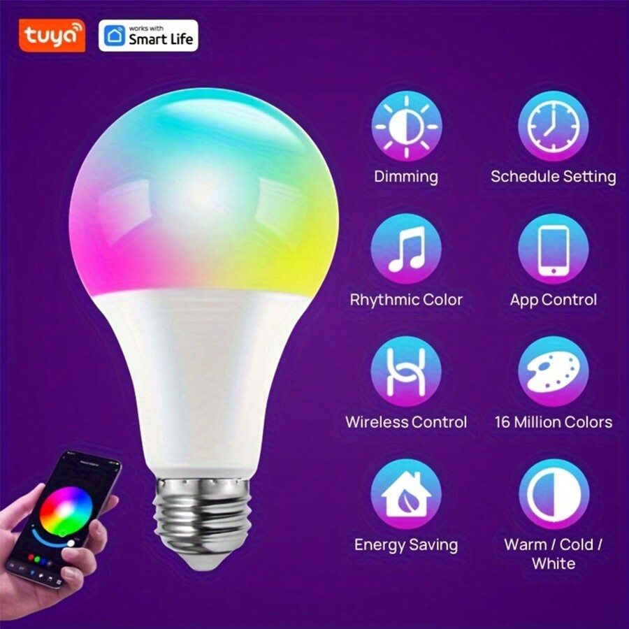 Lâmpada inteligente Tuya, lâmpadas LED inteligentes, lâmpadas LED RGB ...