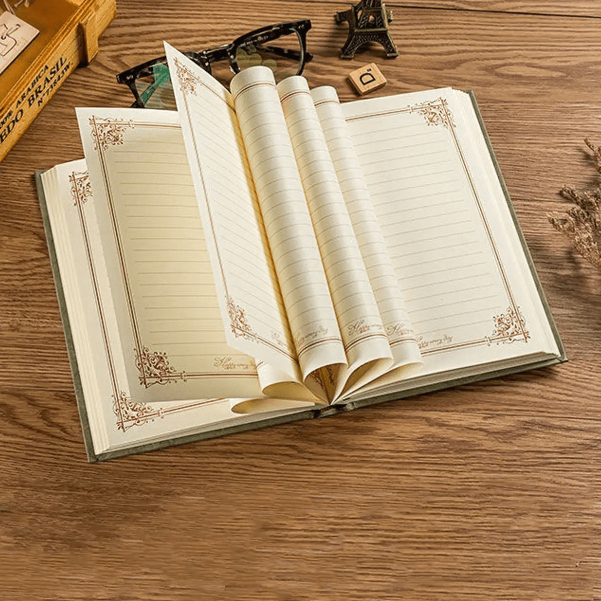 1 Random British Retro Design Notebook, Retro Round And Line Relief ...