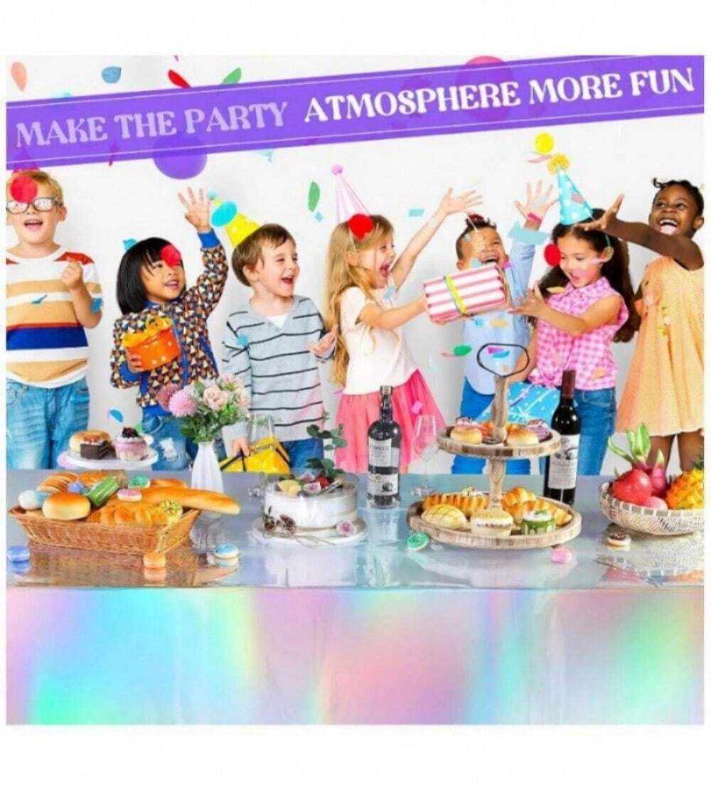 Iridescent Disposable Table Cloth, Birthday Party Decorations & Photo ...