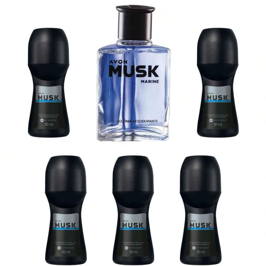 Kit 5 Roll On Musk Marine + Body Splash Cologne Musk Marine 90ml | Moda ...
