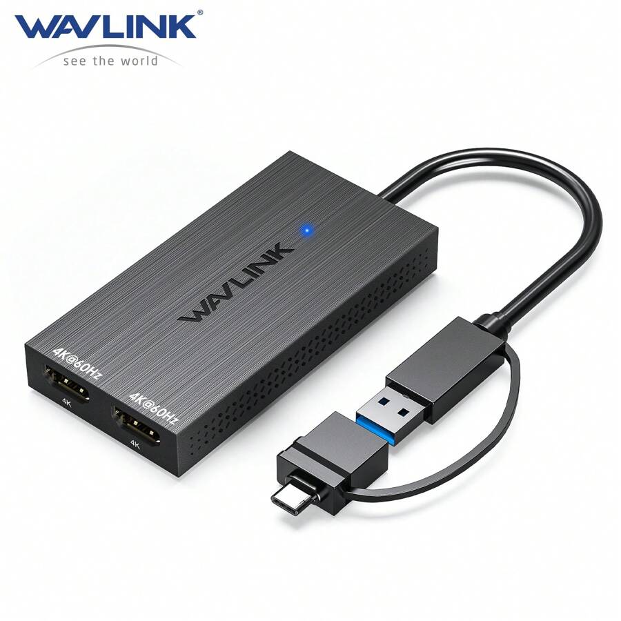 WAVLINK WAVLINK USB 3.1/USB C 雙HDMI轉換器，DisplayLink雙5K@60Hz顯示器擴展塔，適用於戴爾 ...