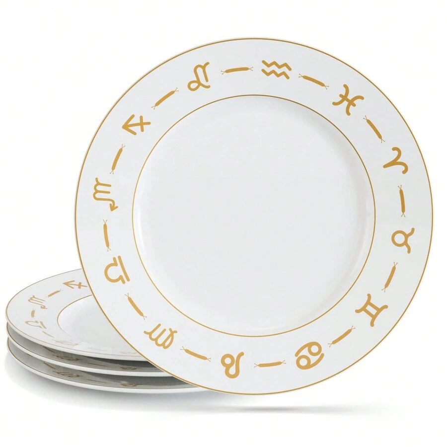 China Dessert Plates Set Of 4, 8inch Ceramic Modern Brown Constellation ...