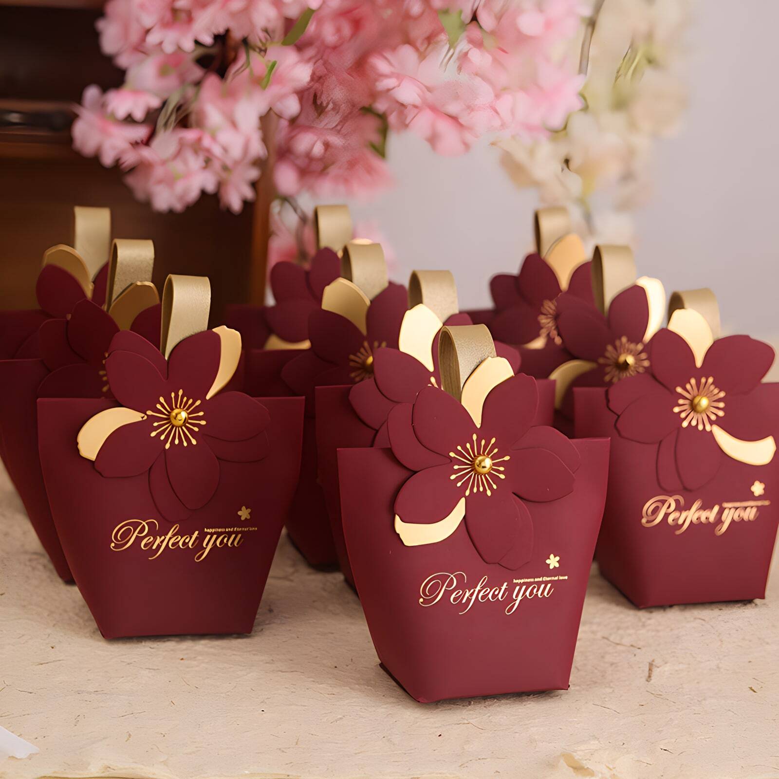 Elegantes cajas de 10 piezas con diseño floral en el asa - perfectas ...