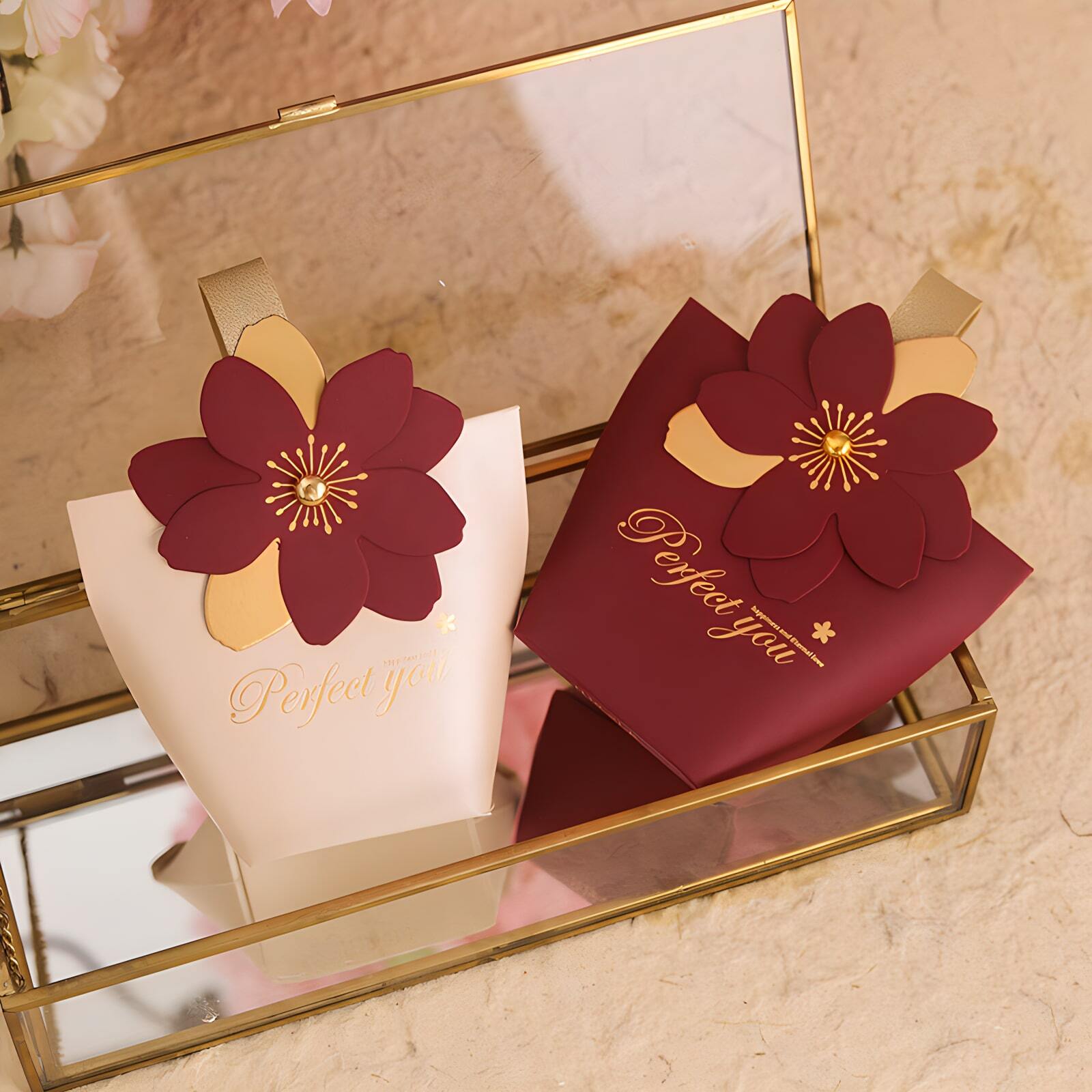 Elegantes cajas de 10 piezas con diseño floral en el asa - perfectas ...