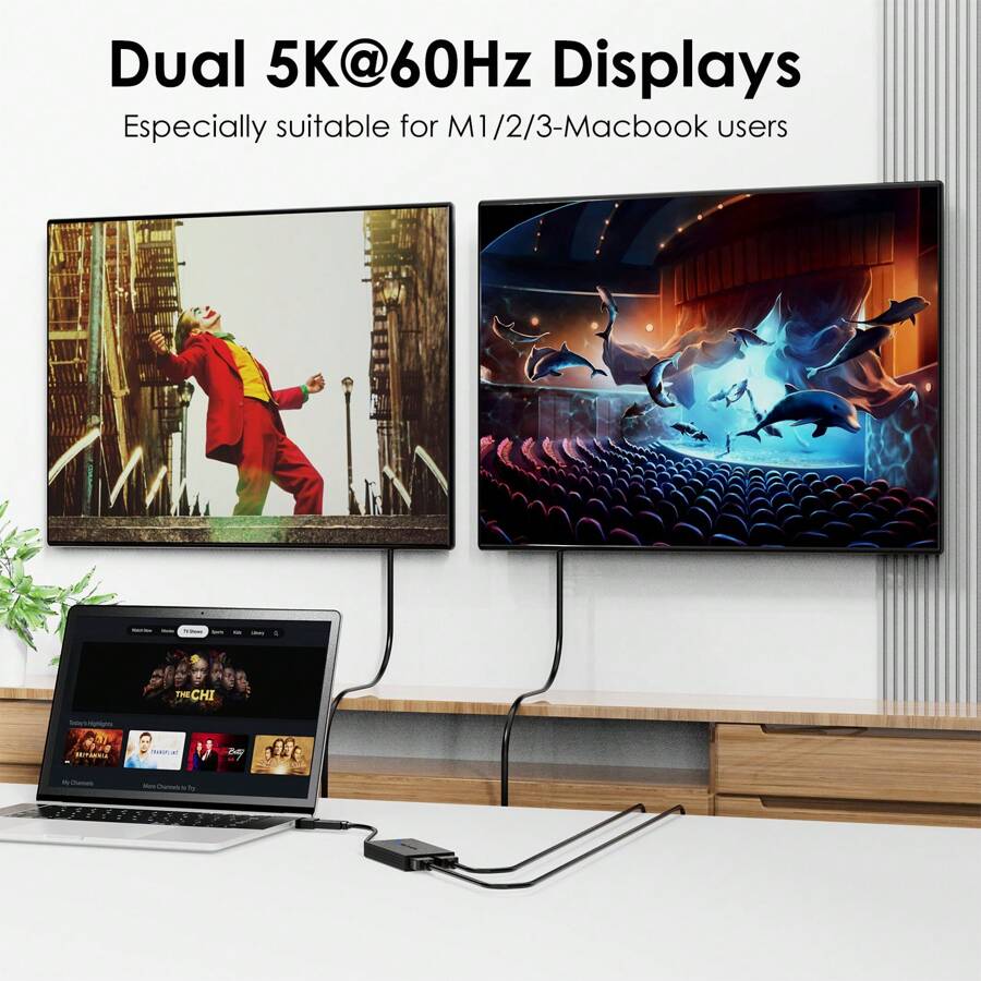 WAVLINK WAVLINK USB 3.1/USB C 雙HDMI轉換器，DisplayLink雙5K@60Hz顯示器擴展塔，適用於戴爾 ...