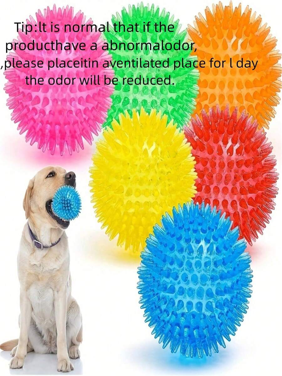 1-6-Piece Assorted Colors Dog Chew Balls - Durable Rubber Play ...