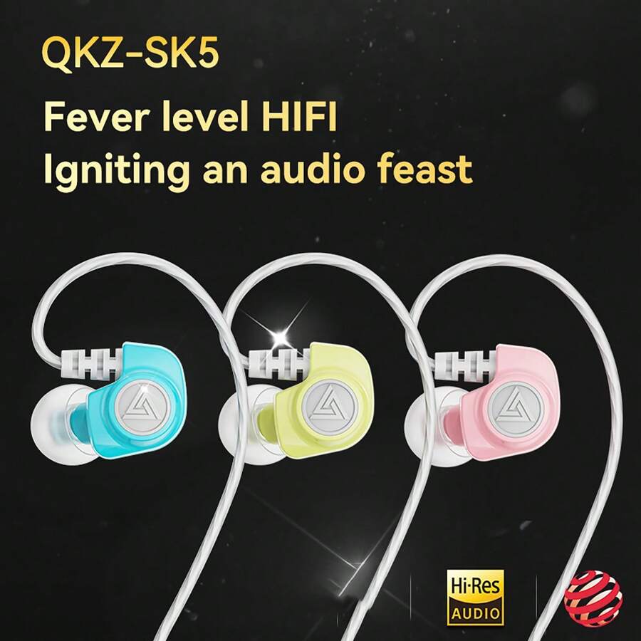 QKZ SK5 3.5MM AUX חוטי אוזניות עם HD Mic HiFi 3D אוזניות סטריאו בתוך האוזן הפחתת רעש אוזניות ...