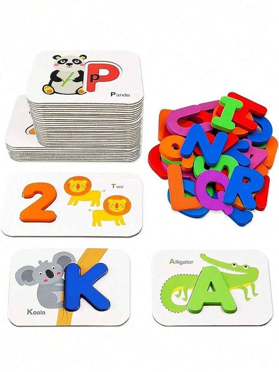 Alphabet & Number Flash Cards Set - Wooden ABC Letters & Numbered ...