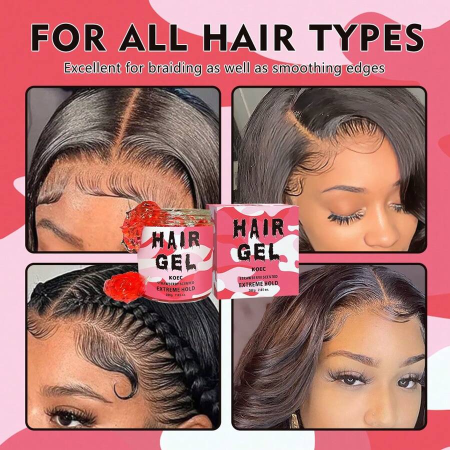 KOEC Strawberry Strong Hold Hair Styling Gel- Extreme Edge Control ...