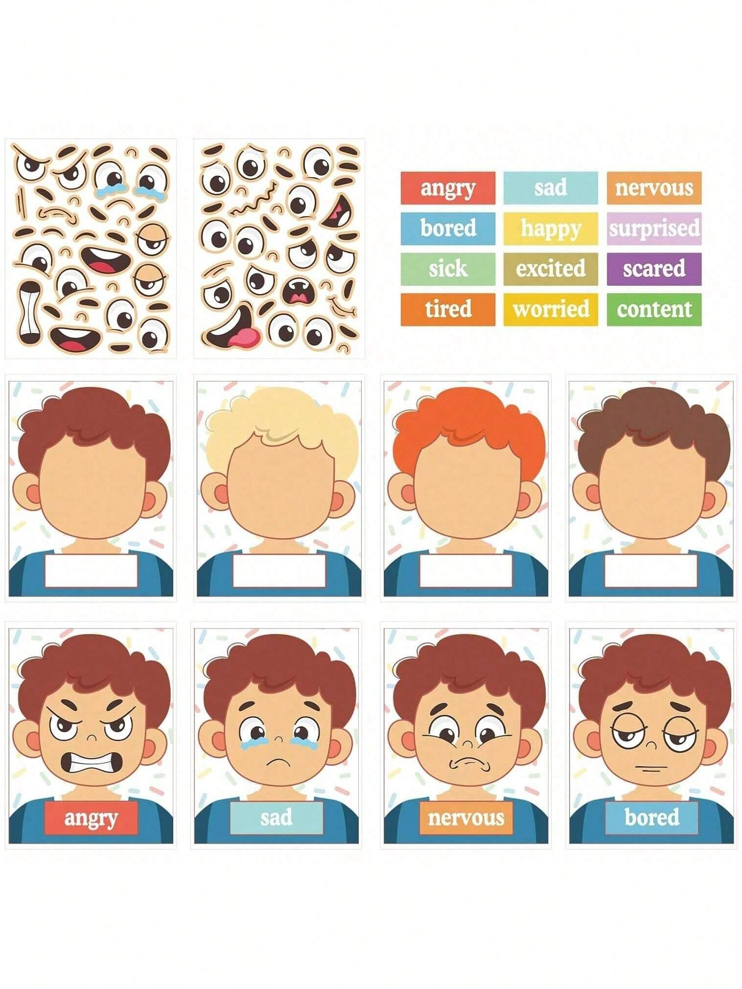 Actividades de aprendizaje socioemocional para niños, tableros de caras ...