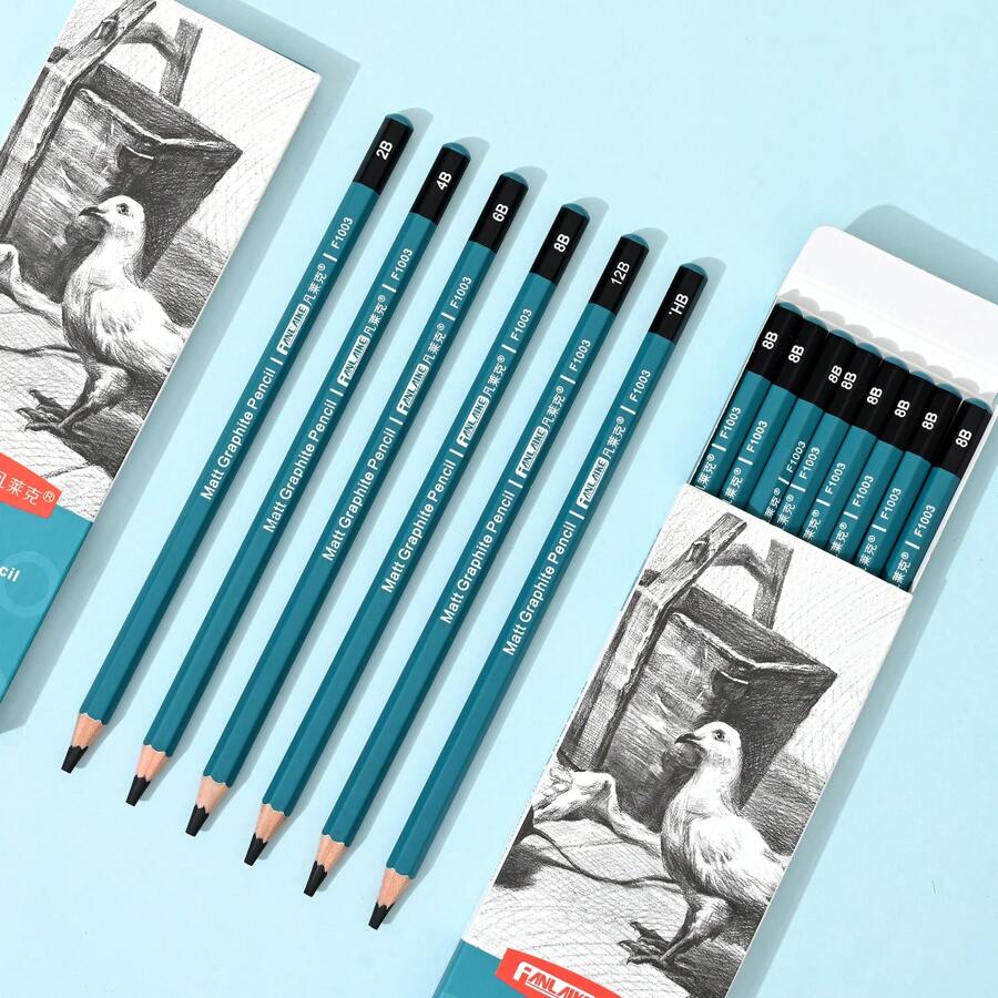 Matte Sketch Pencil Art Graphite Pencils Set HB, 2B, 4B, 6B, 8B, 12B ...