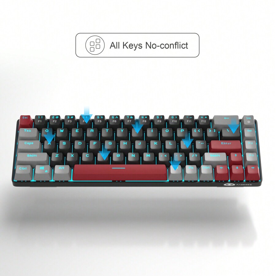 MageGee Box 60% Mechanical Gaimg Keyboard With Red Switch 68 Key Wired ...