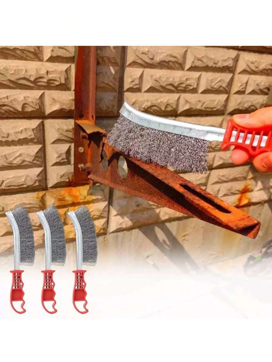 3PCS Heavy Duty Wire Hand Brush Stainless Steel Bristles Rust Paint ...