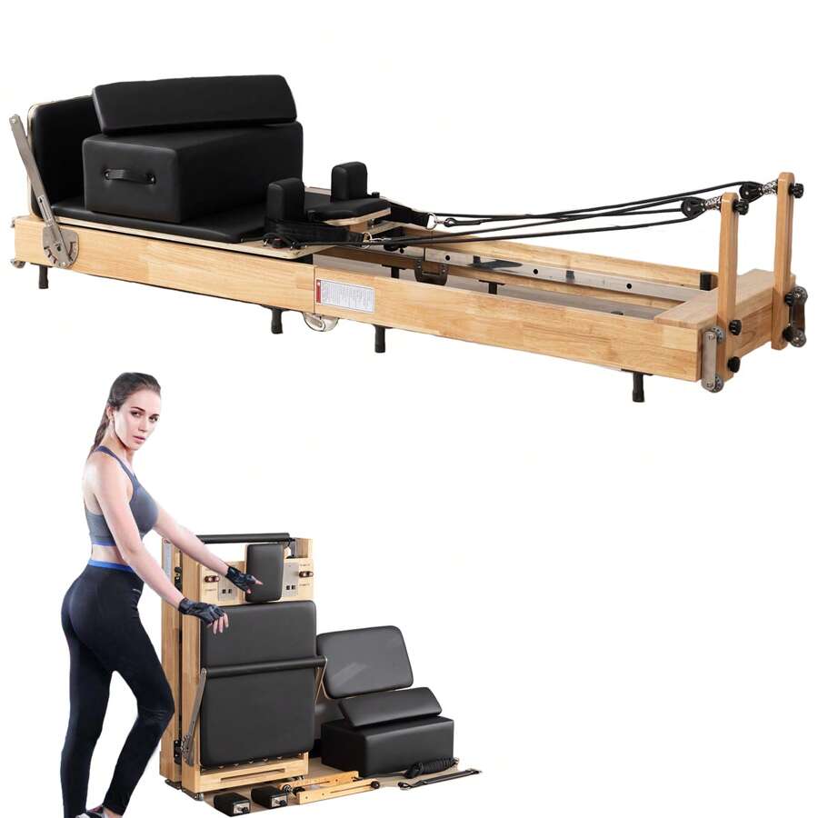 Pilates Reformer Machine Rubber Wood Pilates Bed Exercise Strength ...