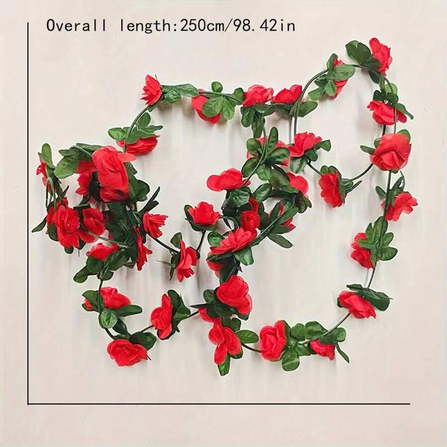 3pcs Realistic Artificial Rose Flower Vine Strings, Home Decor Hanging ...