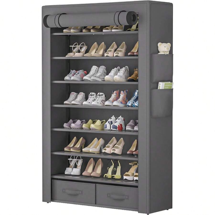 Shoe Rack Storage Cabinet 32 Pairs Organizer Shelf Tall For Shoes Large ...