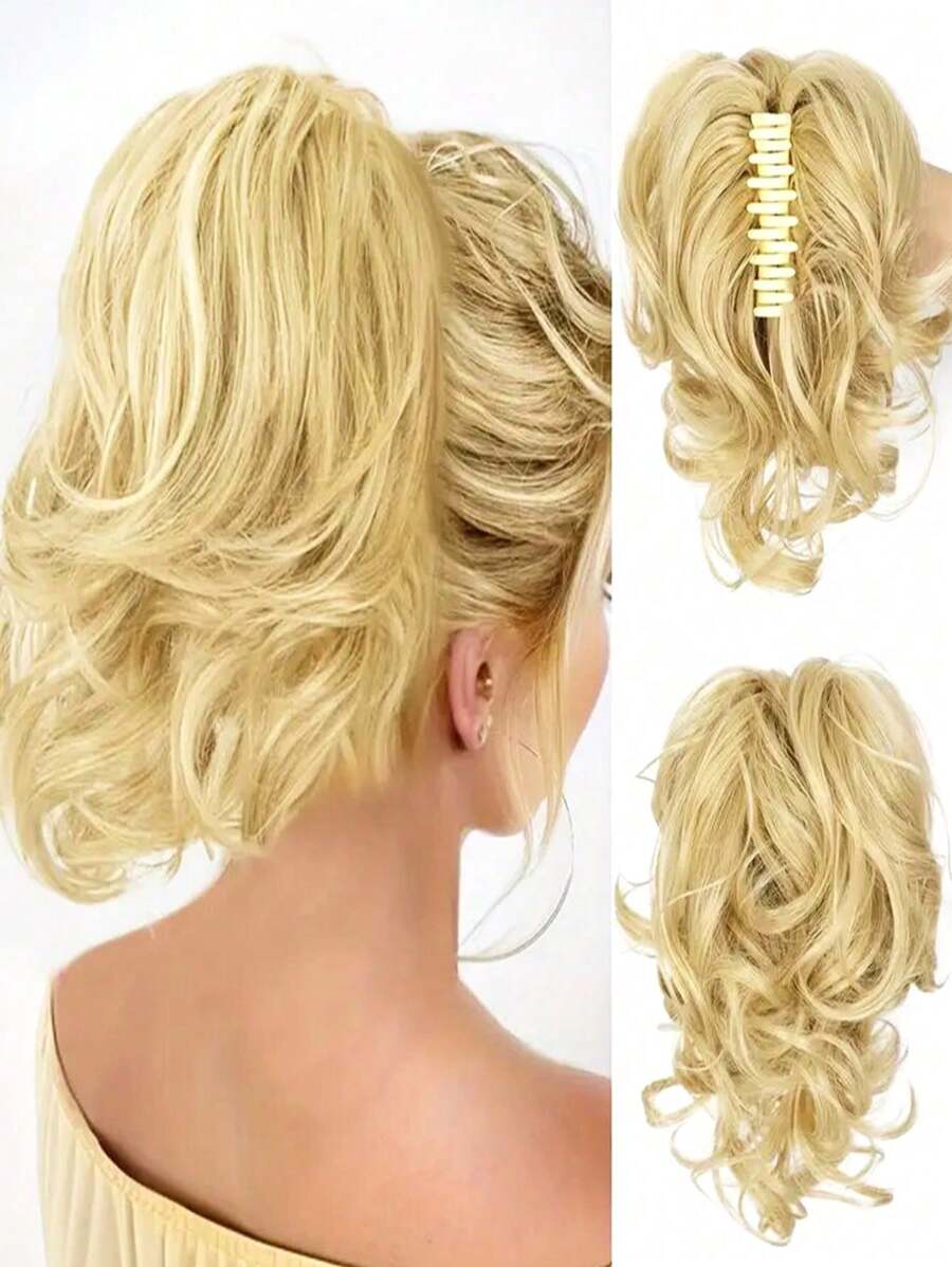 Claw Ponytail Extensions 10 Inch Short Curly Wavy Ponytail Extensions ...