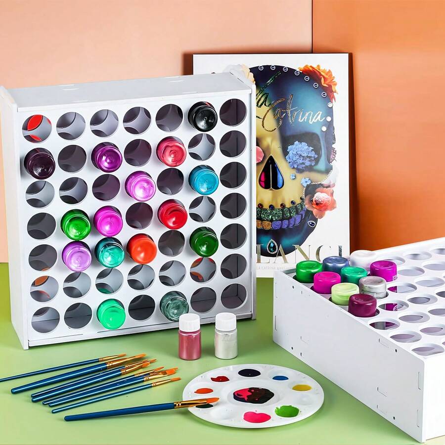 49-Hole Premium Paint Organizer Rack - Vertical Storage, Detachable ...