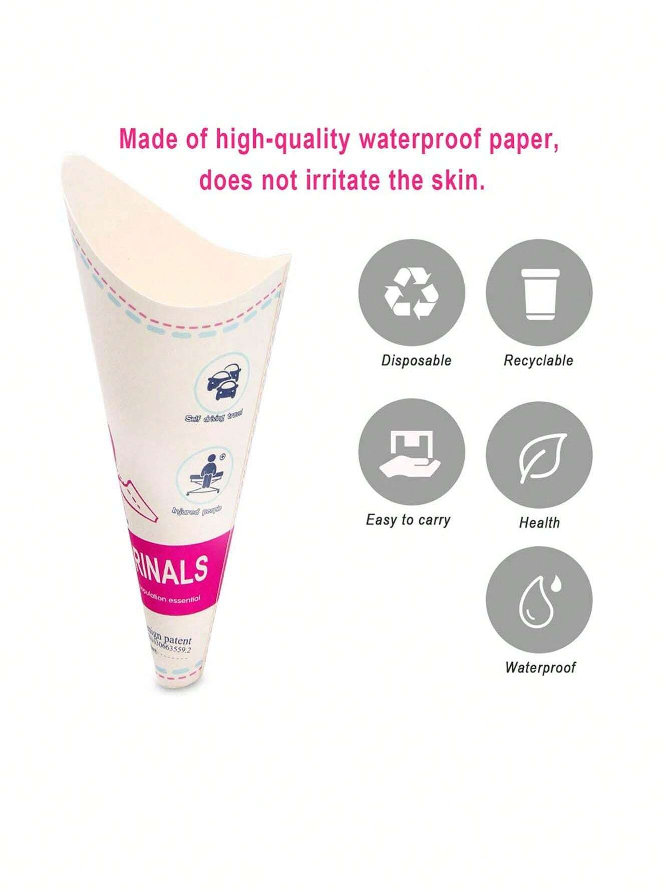 12pcs 50pcs Disposable Urinal Portable Lightweight Stand-Up Urinal Cup ...