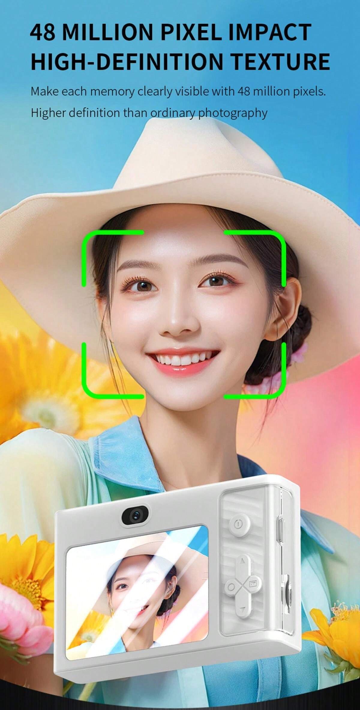 Y200 Vintage CCD Card Camera, Entry-Level DSLR, 4K High Pixel Dual ...